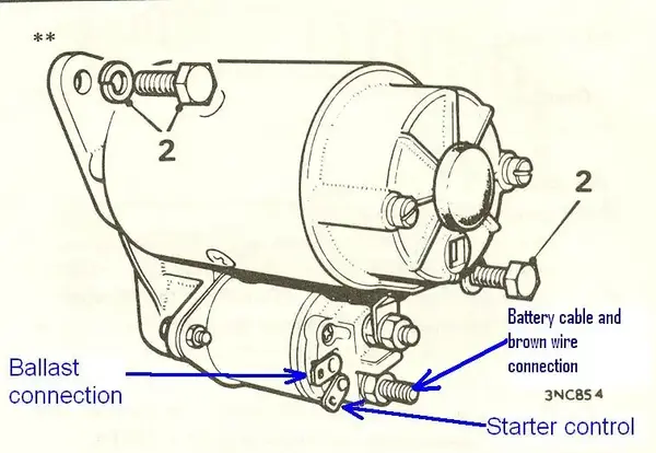 Line drawing of the connections on the typical Lucas pre-engaged ...