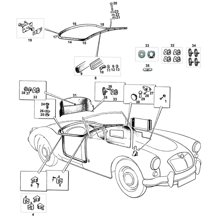 MGA Cockpit Trim & Seals | MGOC